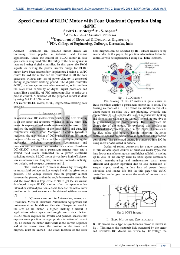 (PDF) Speed Control of BLDC Motor with Four Quadrant Operation Using dsPIC