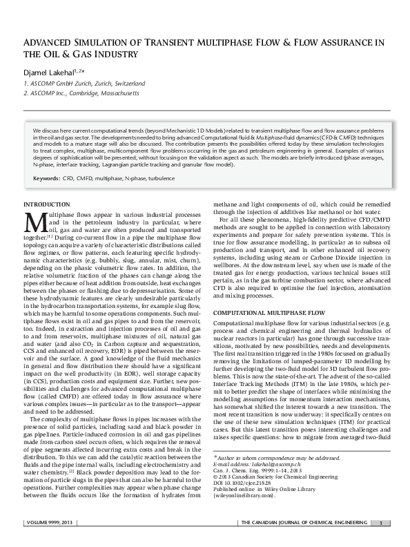 (PDF) ADVANCED SIMULATION OF TRANSIENT MULTIPHASE FLOW & FLOW ASSURANCE IN THE OIL & GAS INDUSTRY