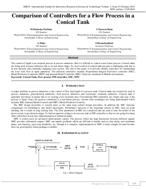 (PDF) Comparison of Controllers For a Flow Process in a Conical Tank