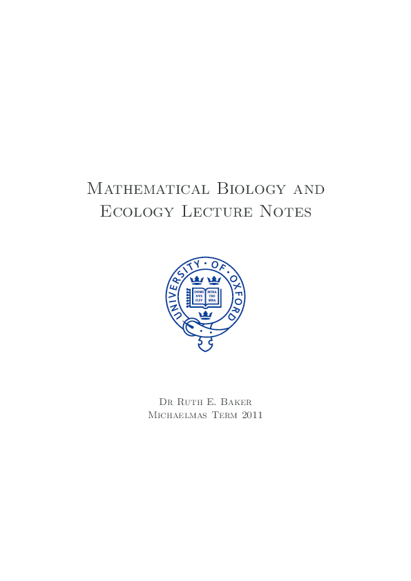 (PDF) Mathematical Biology and Ecology Lecture Notes