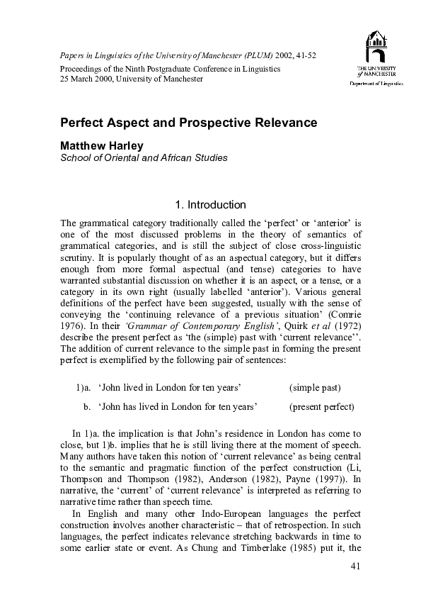 (PDF) Perfect aspect and prospective relevance