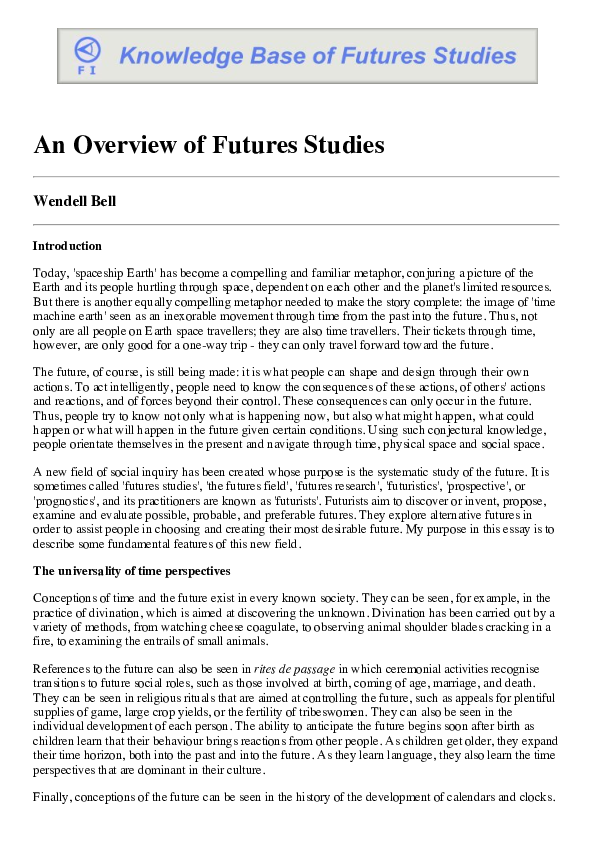 (PDF) An Overview of Futures Studies