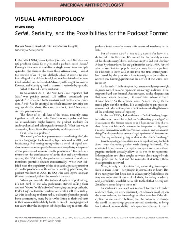 (PDF) Serial, Seriality, and the Possibilities for the Podcast Format