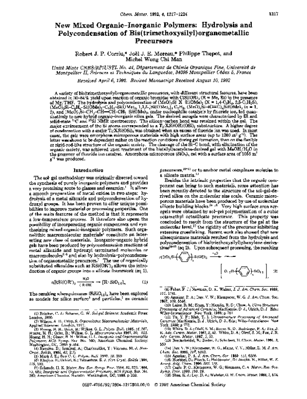 (PDF) New mixed organic-inorganic polymers: hydrolysis and ...