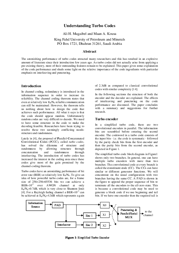 (PDF) Understanding turbo codes