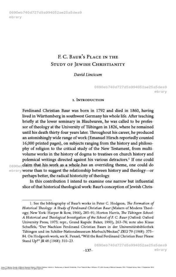 (PDF) “F. C. Baur’s Place in the Study of Jewish Christianity.” Pages ...