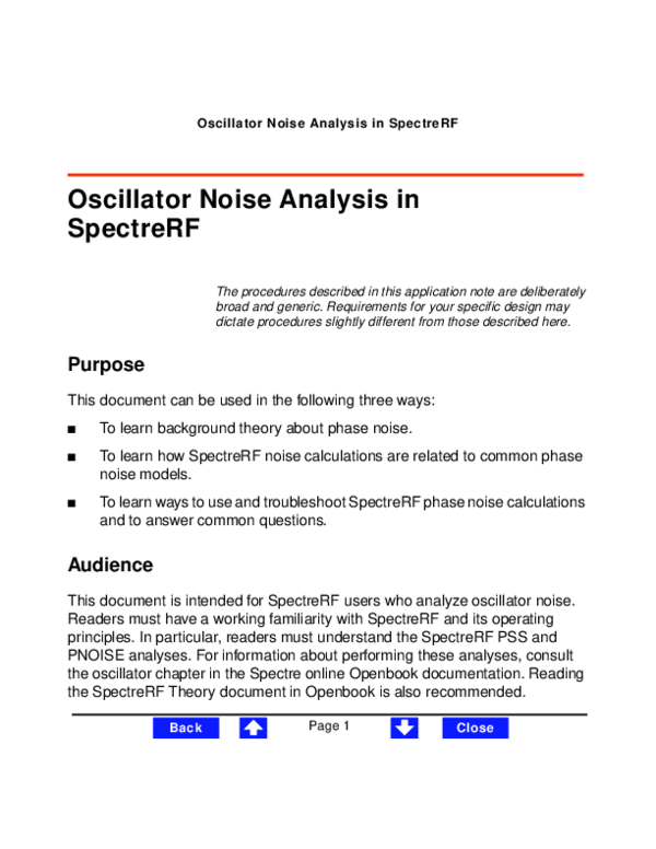 (PDF) Release Date 1 Oscillator Noise Analysis in SpectreRF Close Oscillator Noise Analysis in ...