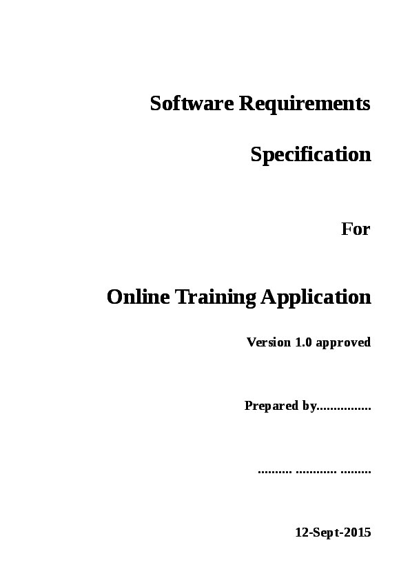 (PDF) Software Requirements Specification For Online Training Application
