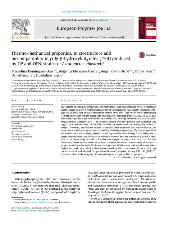 (PDF) Thermo-mechanical properties, microstructure and biocompatibility in poly-b ...