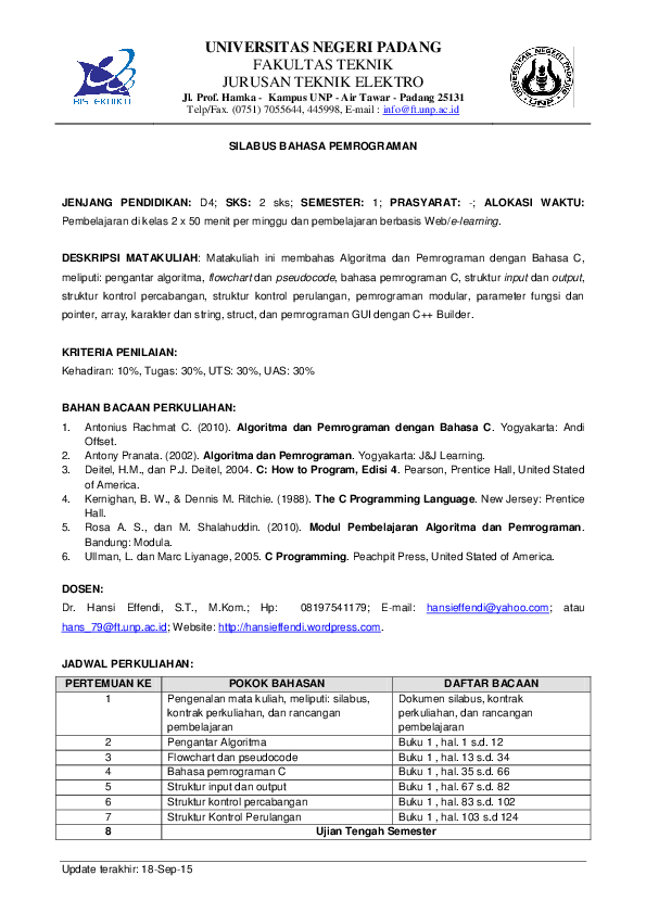 (PDF) Silabus Bahasa Pemrograman