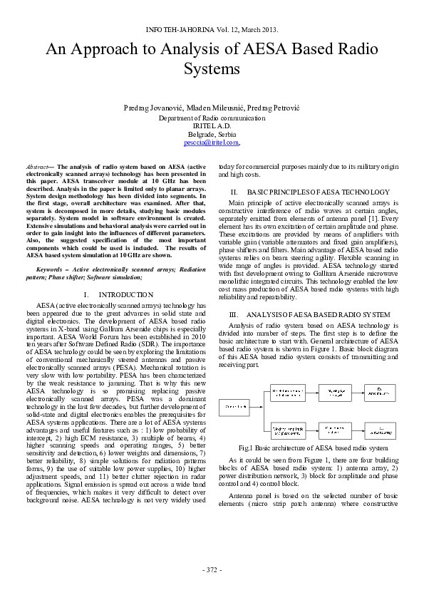 (PDF) AESA based radio systems