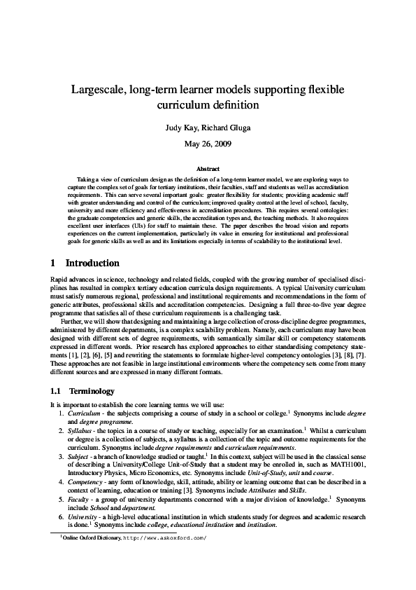 (PDF) Largescale, long-term learner models supporting flexible ...