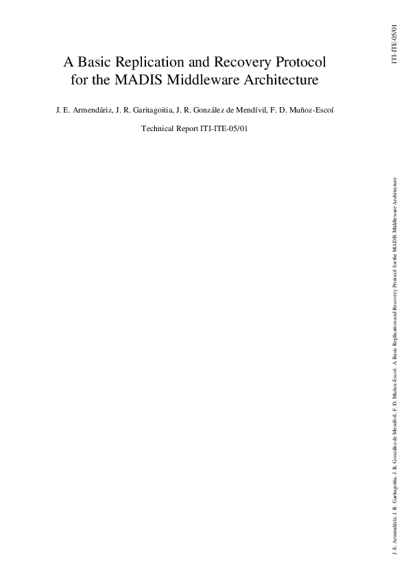 (PDF) A Basic Replication and Recovery Protocol for the MADIS Middleware Architecture