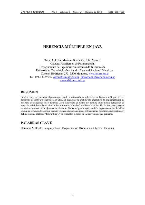(PDF) HERENCIA MÚLTIPLE EN JAVA