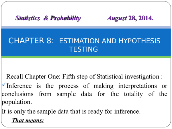 (PPT) Estimation Prediction Test of Hypothesis