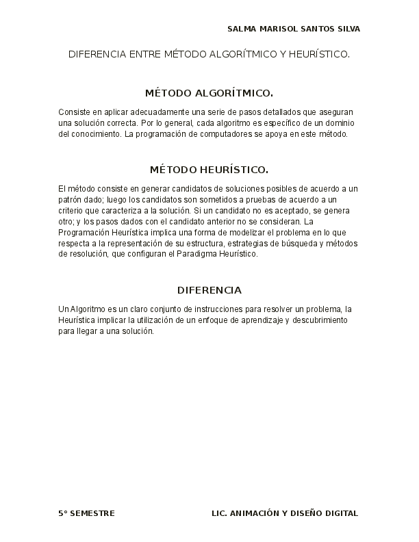 (DOC) DIFERENCIA ENTRE METODO ALGORITMICO Y HEURISTICO