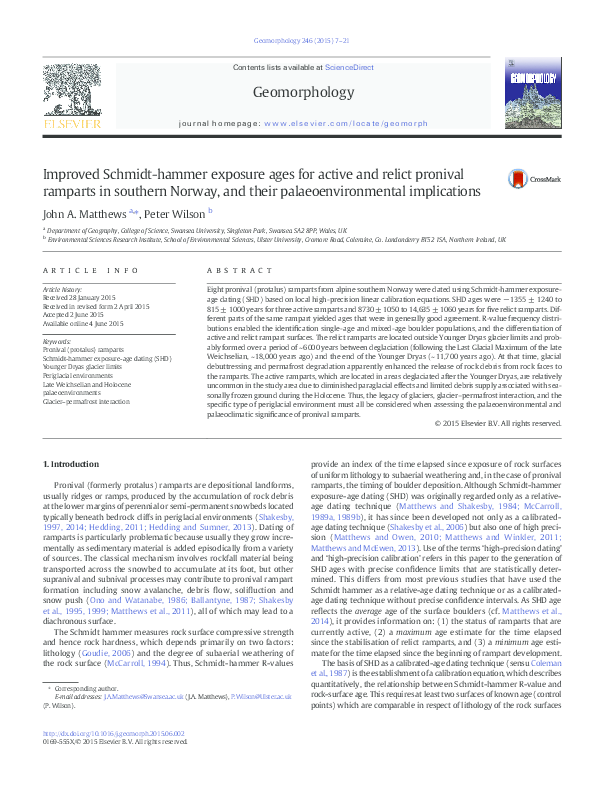 (PDF) Improved Schmidt-hammer exposure ages for active and relict ...