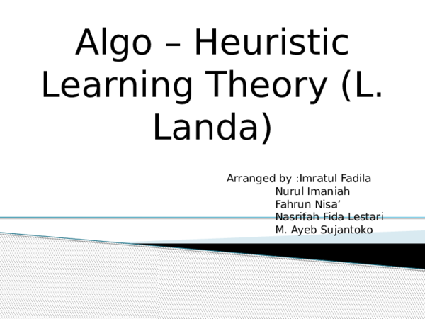 (PPT) Algo-heuristic learning theory