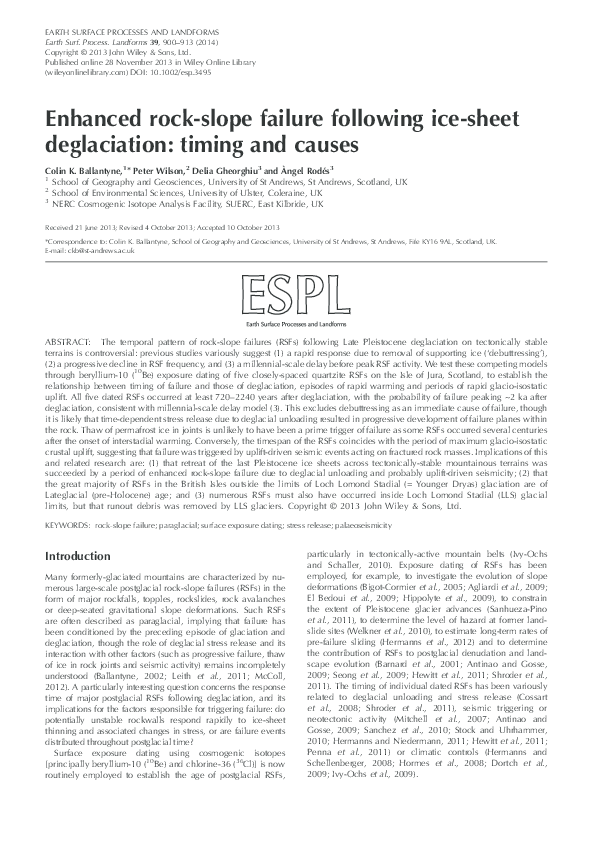 (PDF) Enhanced rock-slope failure following ice-sheet deglaciation ...