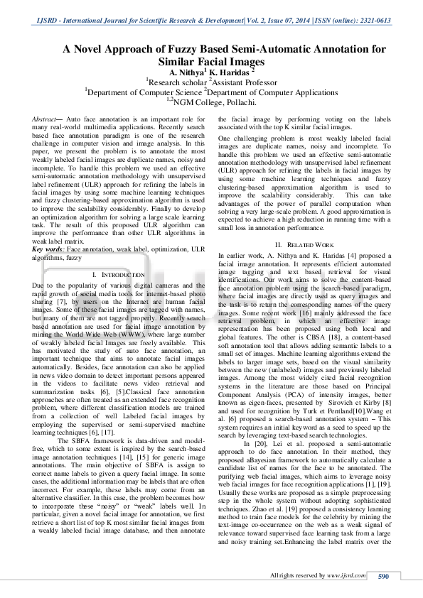 (PDF) A Novel Approach of Fuzzy Based Semi-Automatic Annotation for Similar Facial Images