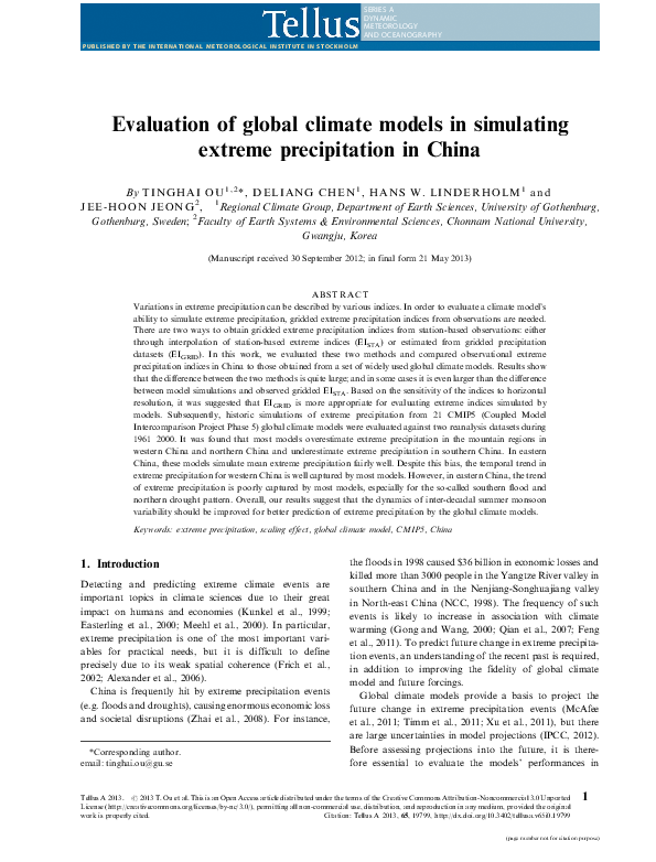 Pdf Evaluation Of Global Climate Models In Simulating Extreme Precipitation In China