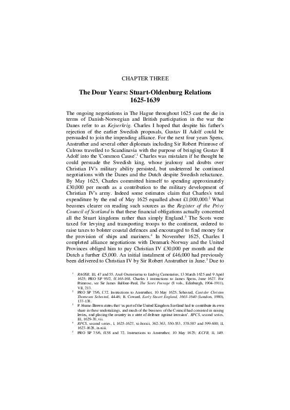 (PDF) 3. The Dour Years: Stuart-Oldenburg Relations 1625-1639