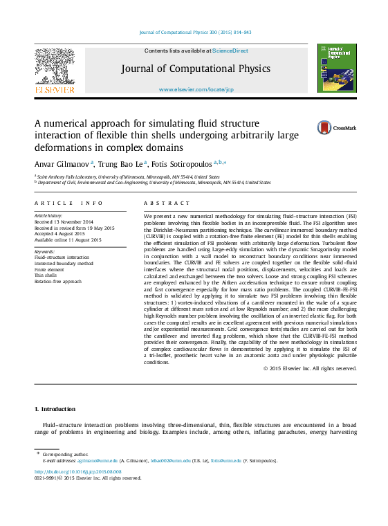 Pdf A Numerical Approach For Simulating Fluid Structure Interaction