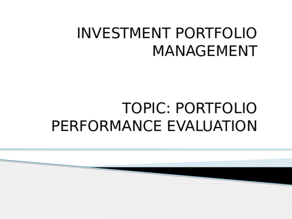 (PPT) Portfolio Performance Evaluation
