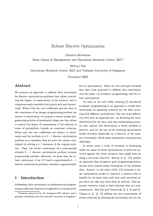(PDF) Bertsimas Sim tozihe modele robust