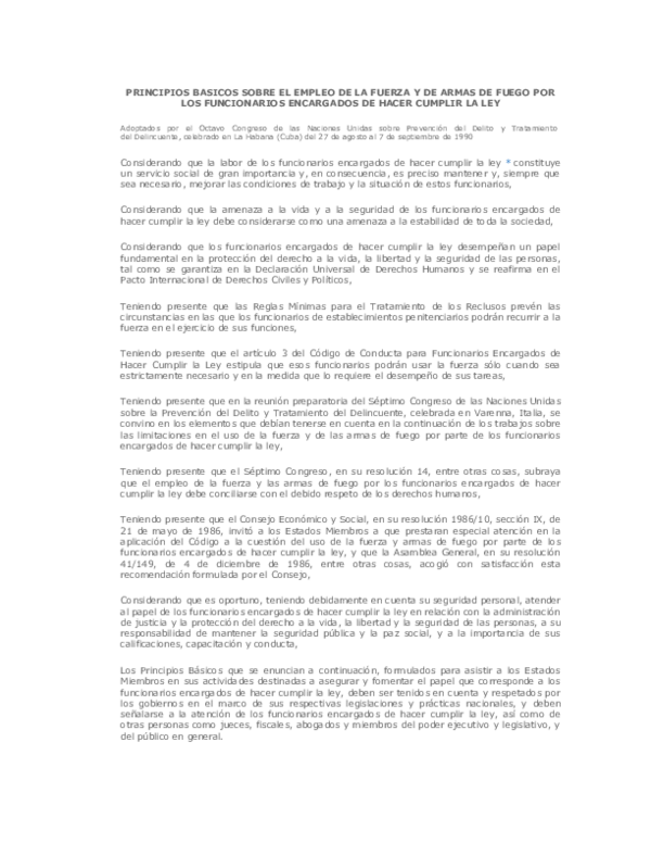 (PDF) PRINCIPIOS BASICOS SOBRE EL EMPLEO DE LA FUERZA Y DE ARMAS DE ... (PDF) PRINCIPIOS BASICOS SOBRE EL EMPLEO DE LA FUERZA Y DE ARMAS DE ...