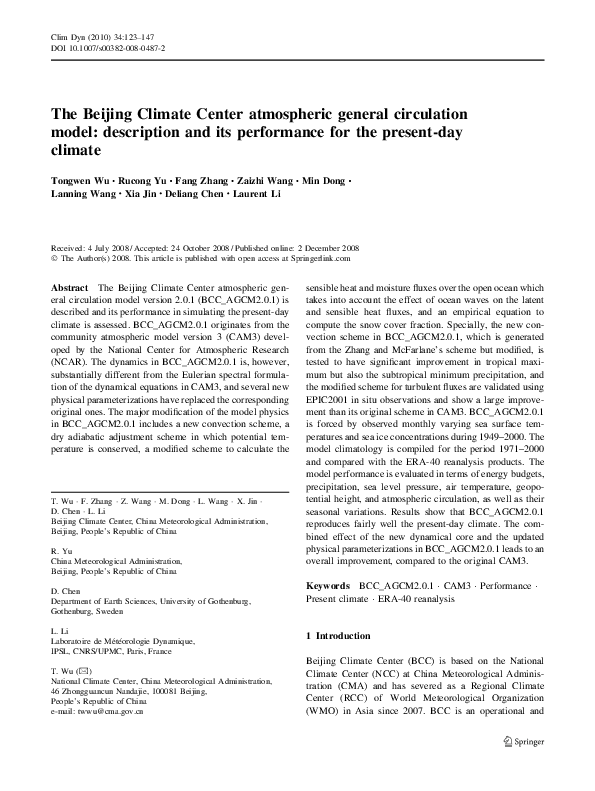 (PDF) The Beijing Climate Center atmospheric general circulation model ...
