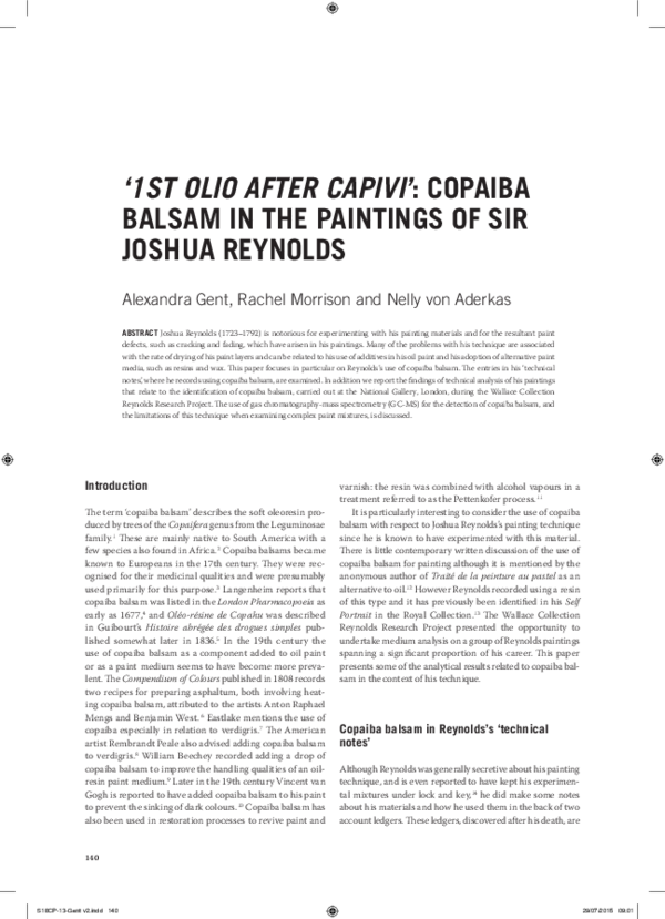 (PDF) '1st olio after capivi' Copaiba Balsam in the Paintings of Sir ...