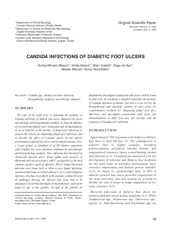 (PDF) CANDIDA INFECTIONS OF DIABETIC FOOT ULCERS