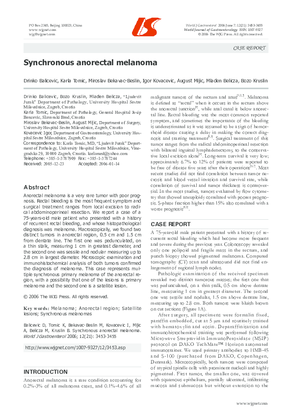 (PDF) Synchronous anorectal melanoma