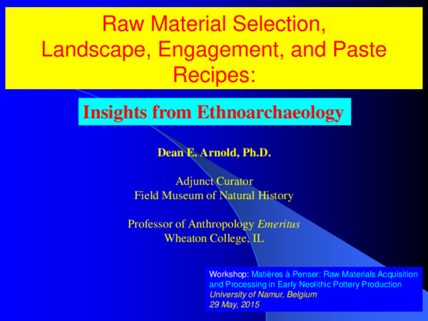(PDF) Raw Material Selection, Landscape, Engagement, and Paste Recipes: Insights from ...