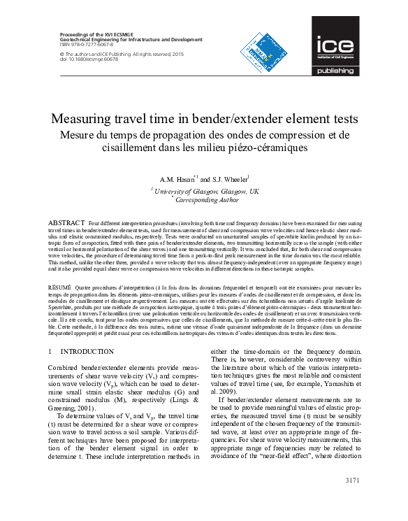 (PDF) Measuring travel time in bender/extender element tests