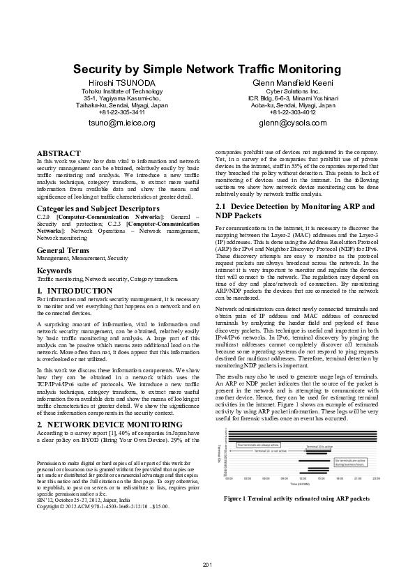 (PDF) Security by Simple Network Traffic Monitoring