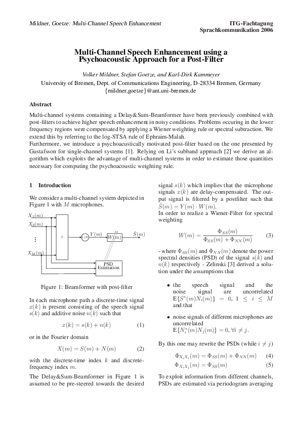(PDF) MultiChannel Speech Enhancement using a Psychoacoustic Approach ... (PDF) MultiChannel Speech Enhancement using a Psychoacoustic Approach ...