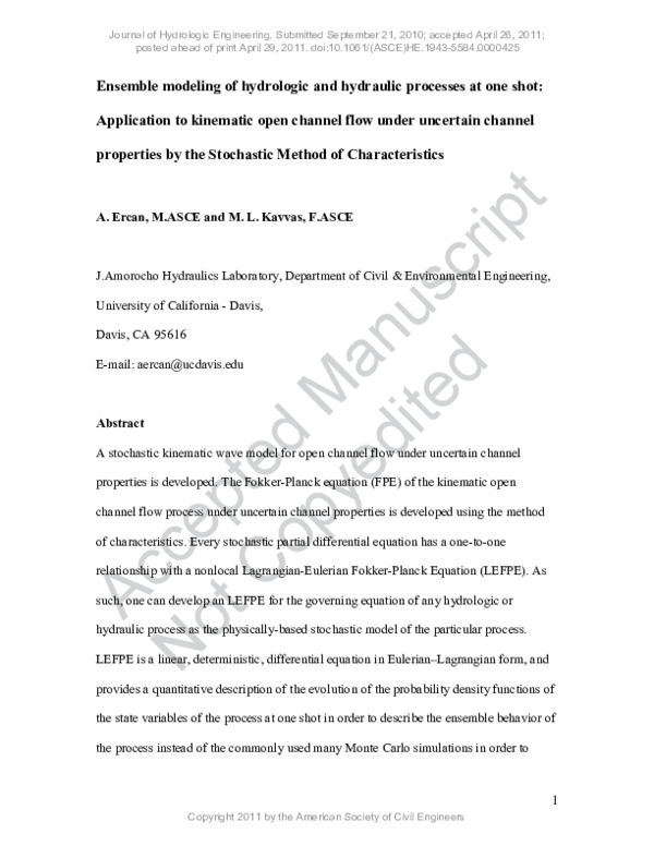 (PDF) Modeling of Sub-Sea Sedimentation Processes Using a Stochastic Model of Gravity Currents ...