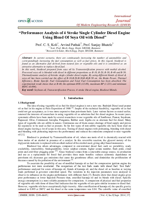 (PDF) “Performance Analysis of 4 Stroke Single Cylinder Diesel Engine ...