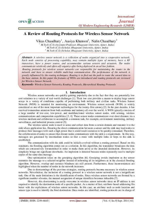 Pdf A Review Of Routing Protocols For Wireless Sensor Network