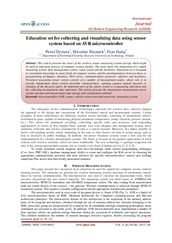 Pdf Education Set For Collecting And Visualizing Data Using Sensor System Based On Avr