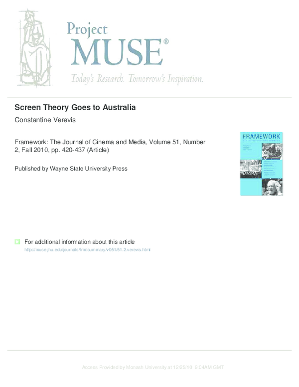 (PDF) Screen Theory Goes to Australia