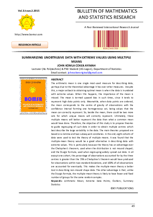 Summarizing Unobtrusive Data with Extreme Values Using Multiple Means