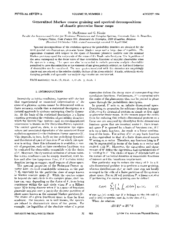 (PDF) Generalized Markov coarse graining and spectral decompositions of chaotic piecewise linear ...