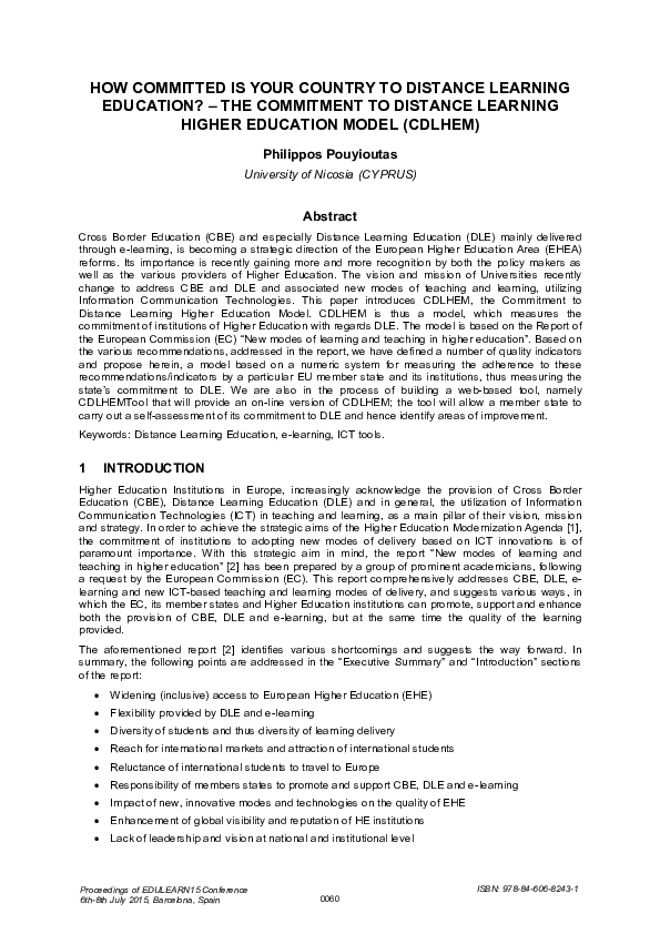 (PDF) HOW COMMITTED IS YOUR COUNTRY TO DISTANCE LEARNING EDUCATION ...