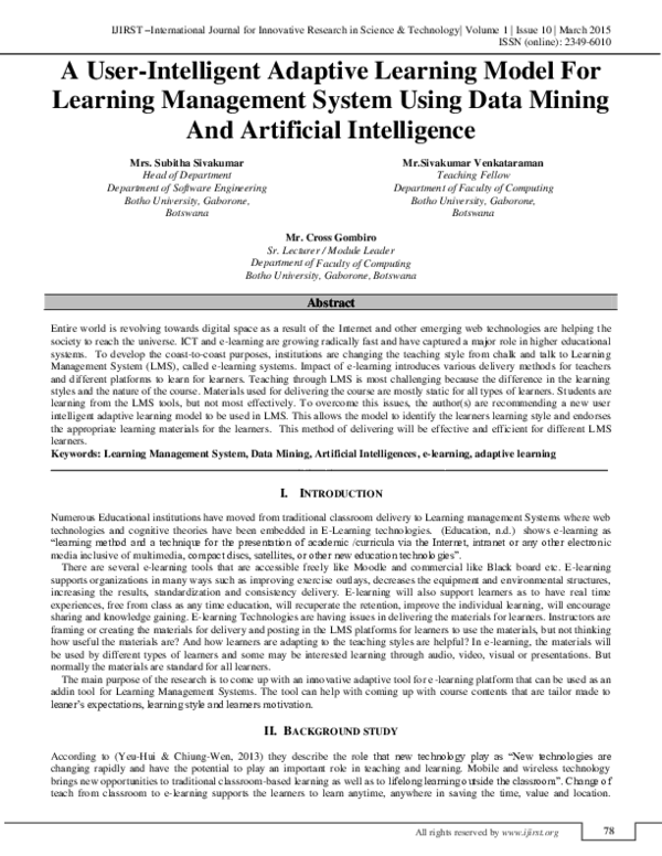 (PDF) A User-Intelligent Adaptive Learning Model for Learning Management System Using Data ...