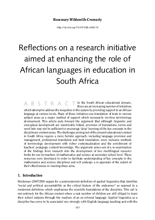 (PDF) In the South African educational domain