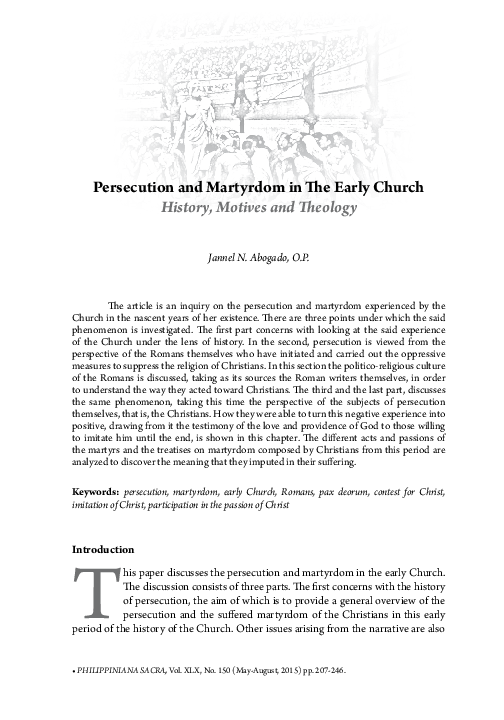 (PDF) Persecution and Martyrdom in the Early Church. History, Motives ...