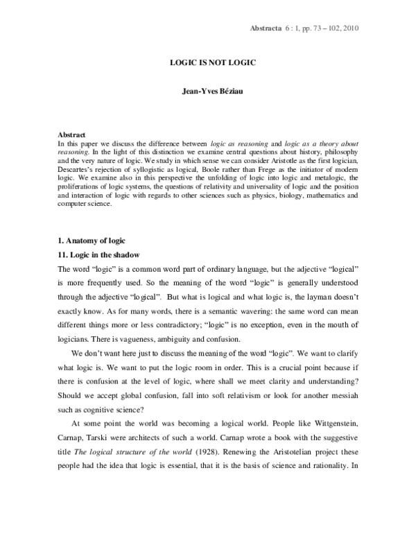 (PDF) Logic is not logic
